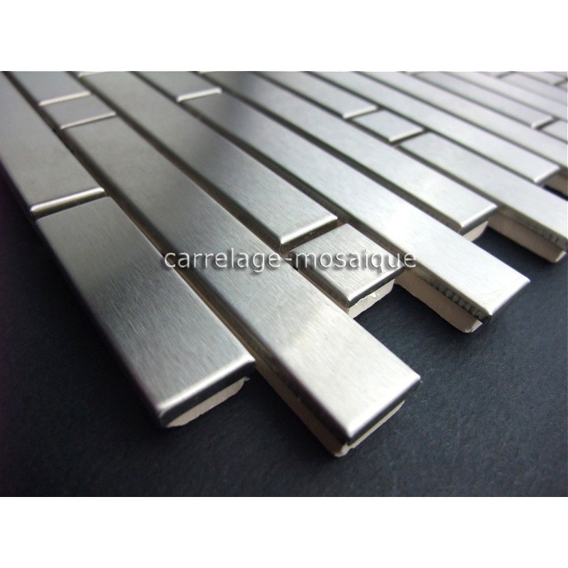mosaique inox credence cuisine fond de hotte mixte98 1m2