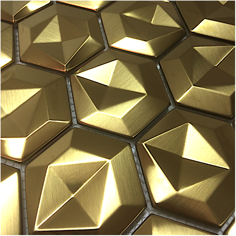 Mosaique inox crédence de cuisine douche Kami Gold