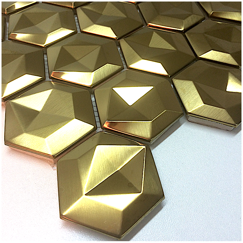 Mosaique inox crédence de cuisine douche Kami Gold