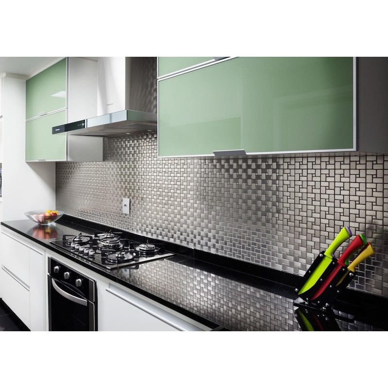 carrelage cuisine inox credence mosaique inox Hisa